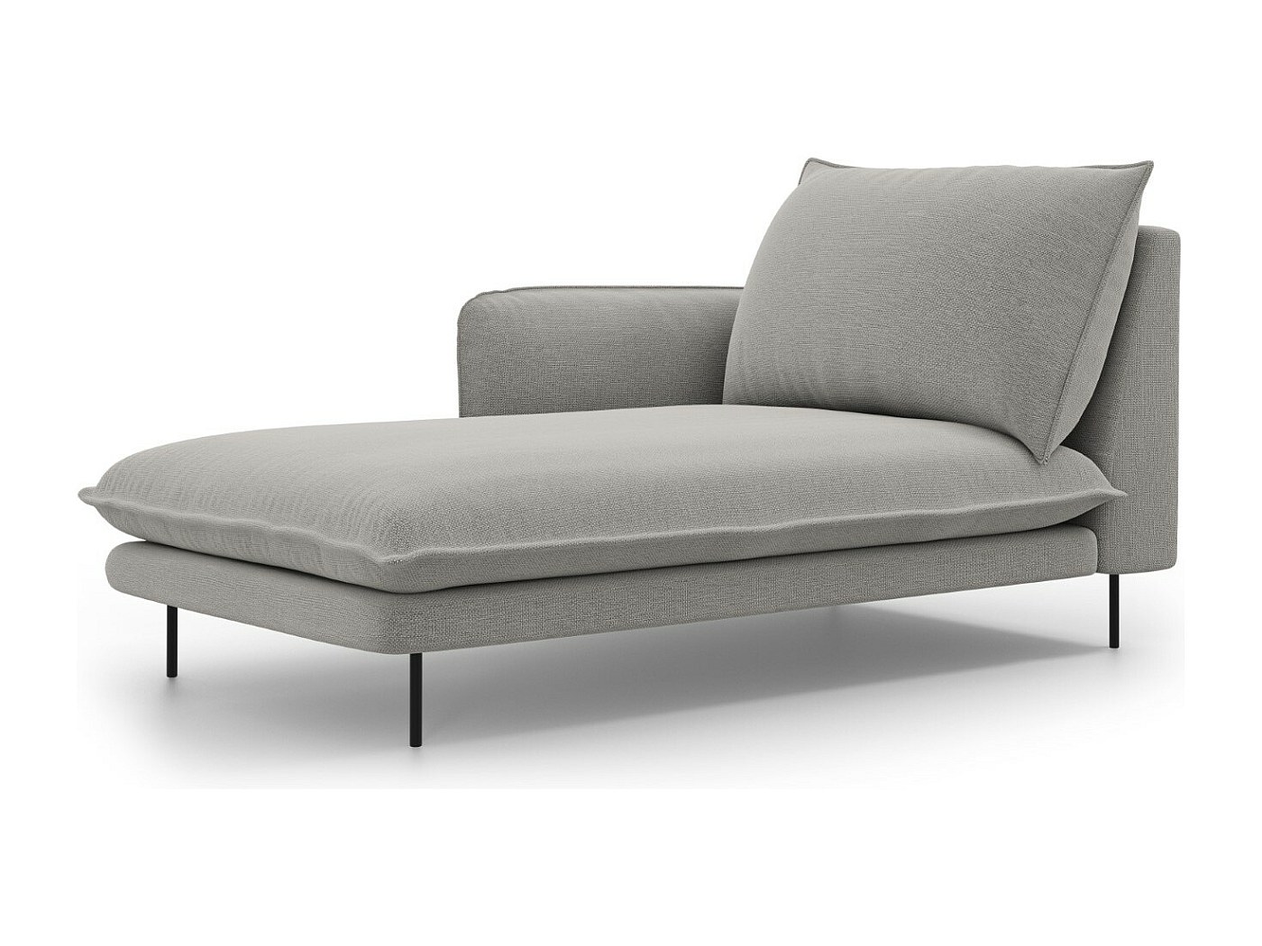 Méridienne gauche "Vienna" en tissu structurel gris clair - 170x110x95cm