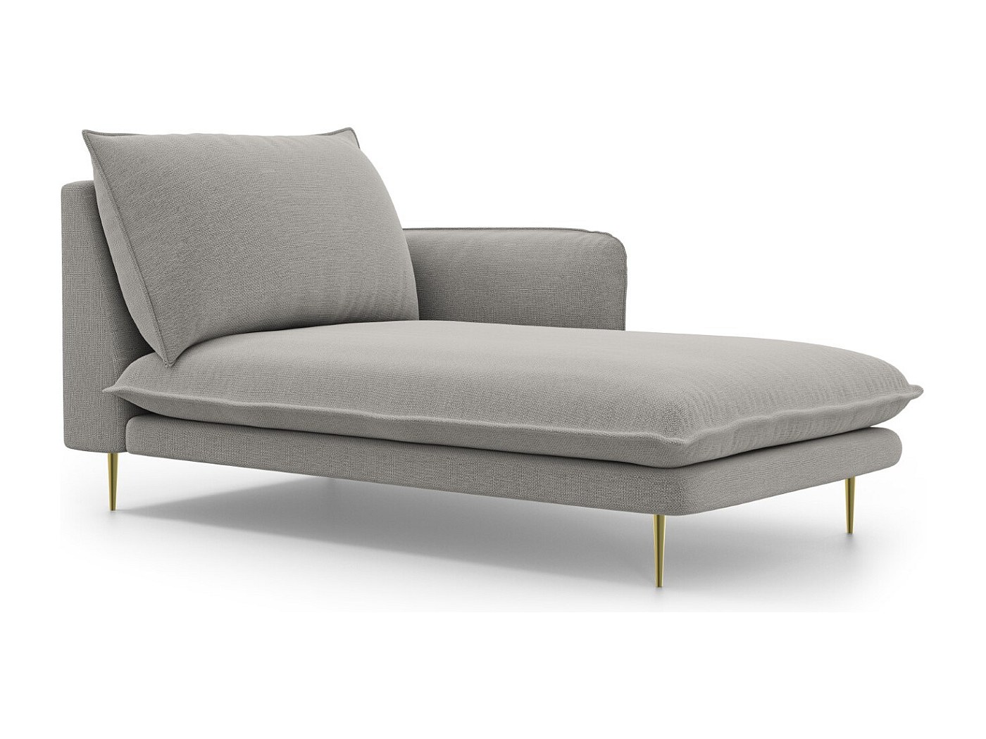 Méridienne droite "Vienna" en tissu structurel gris clair - 170x110x95cm