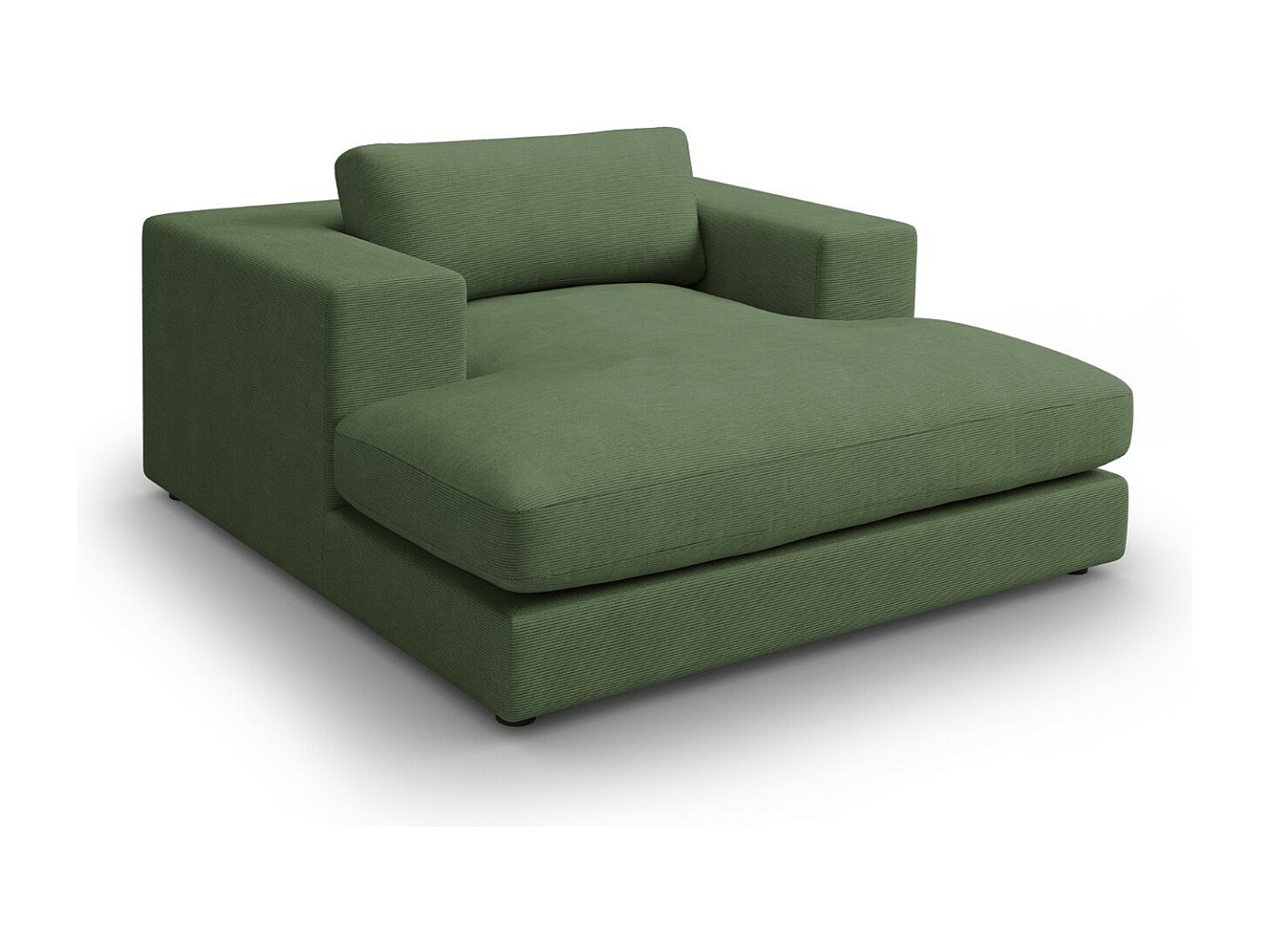 Méridienne "Tendance" en velours côtelé vert - 156x140x72cm