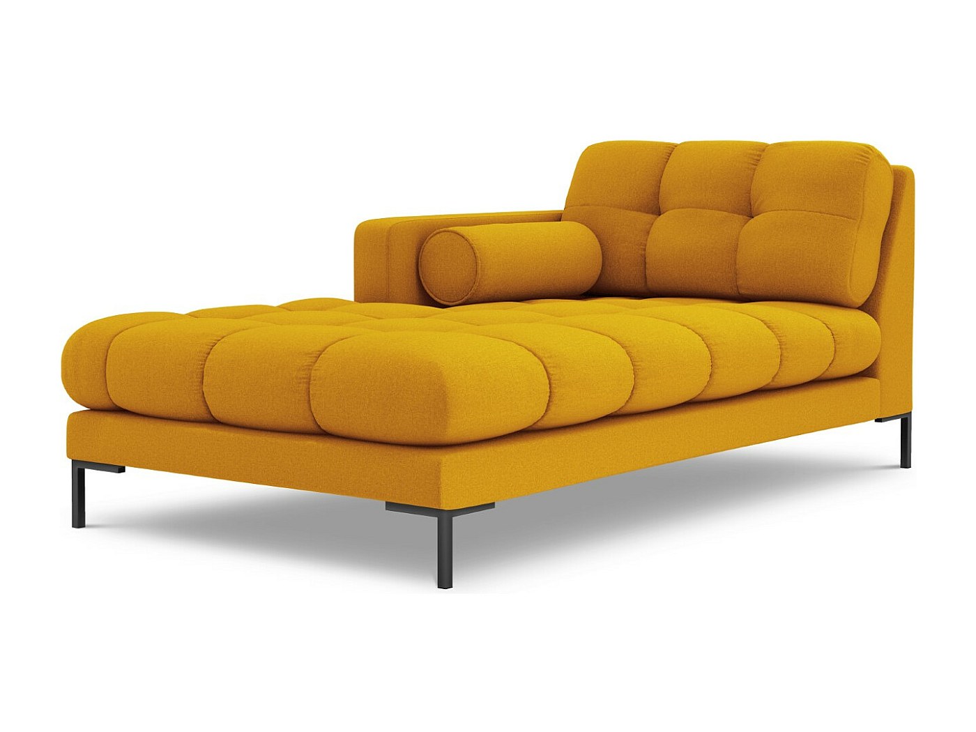 Méridienne gauche "Bali" en tissu structurel jaune - 185x102x75cm