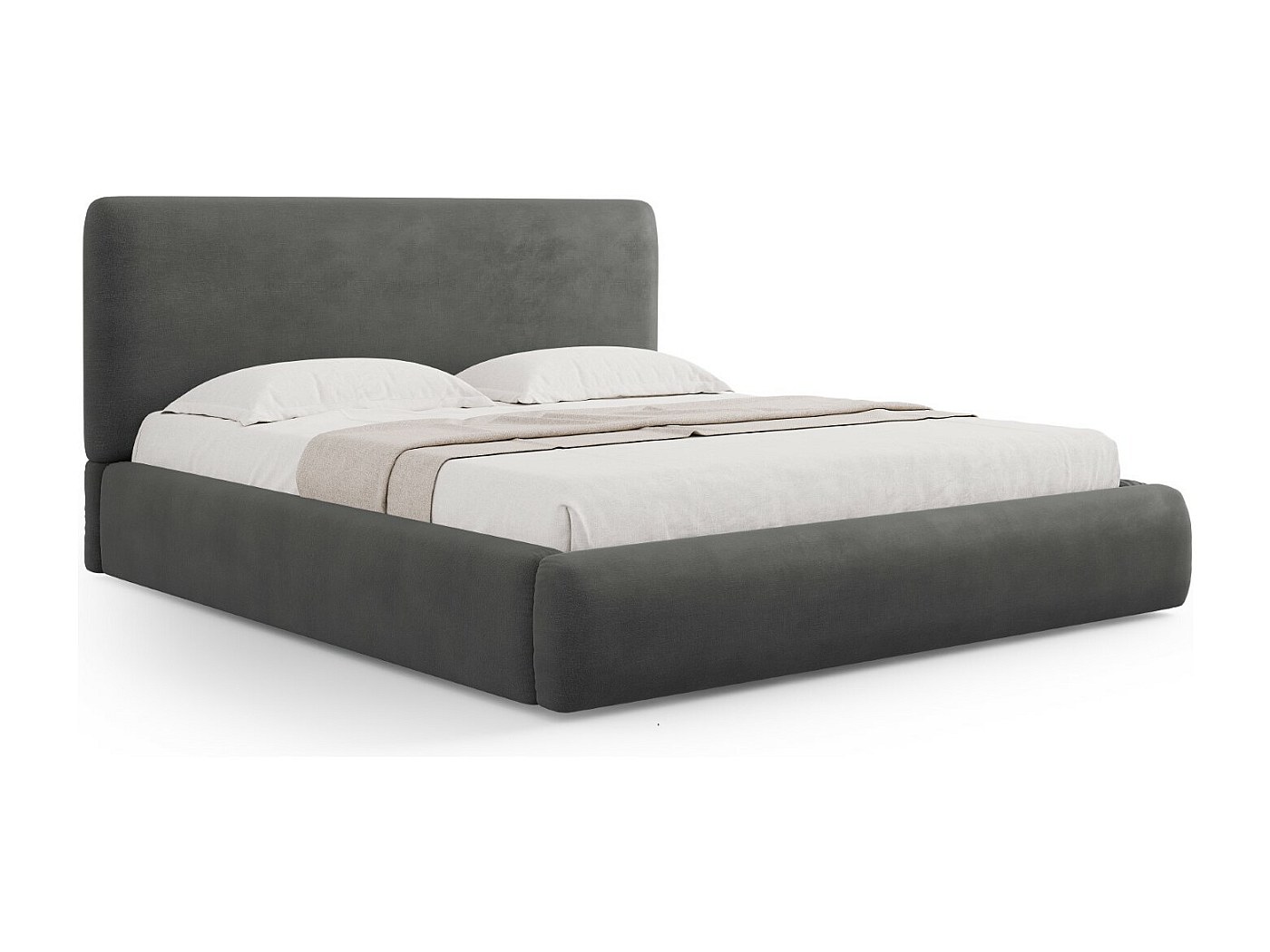 Letto a cassettone con testiera "Colonel" 160x200cm in ciniglia grigio ...