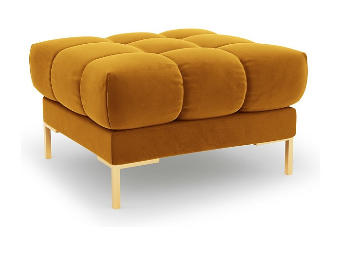 Pouf "Bali" en velours jaune - 60x60x41cm