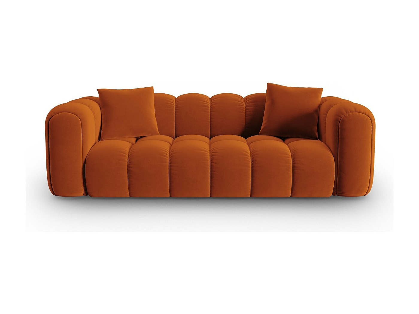 Divano "Clotilde" 3 posti in velluto terracotta - 242x94x70cm