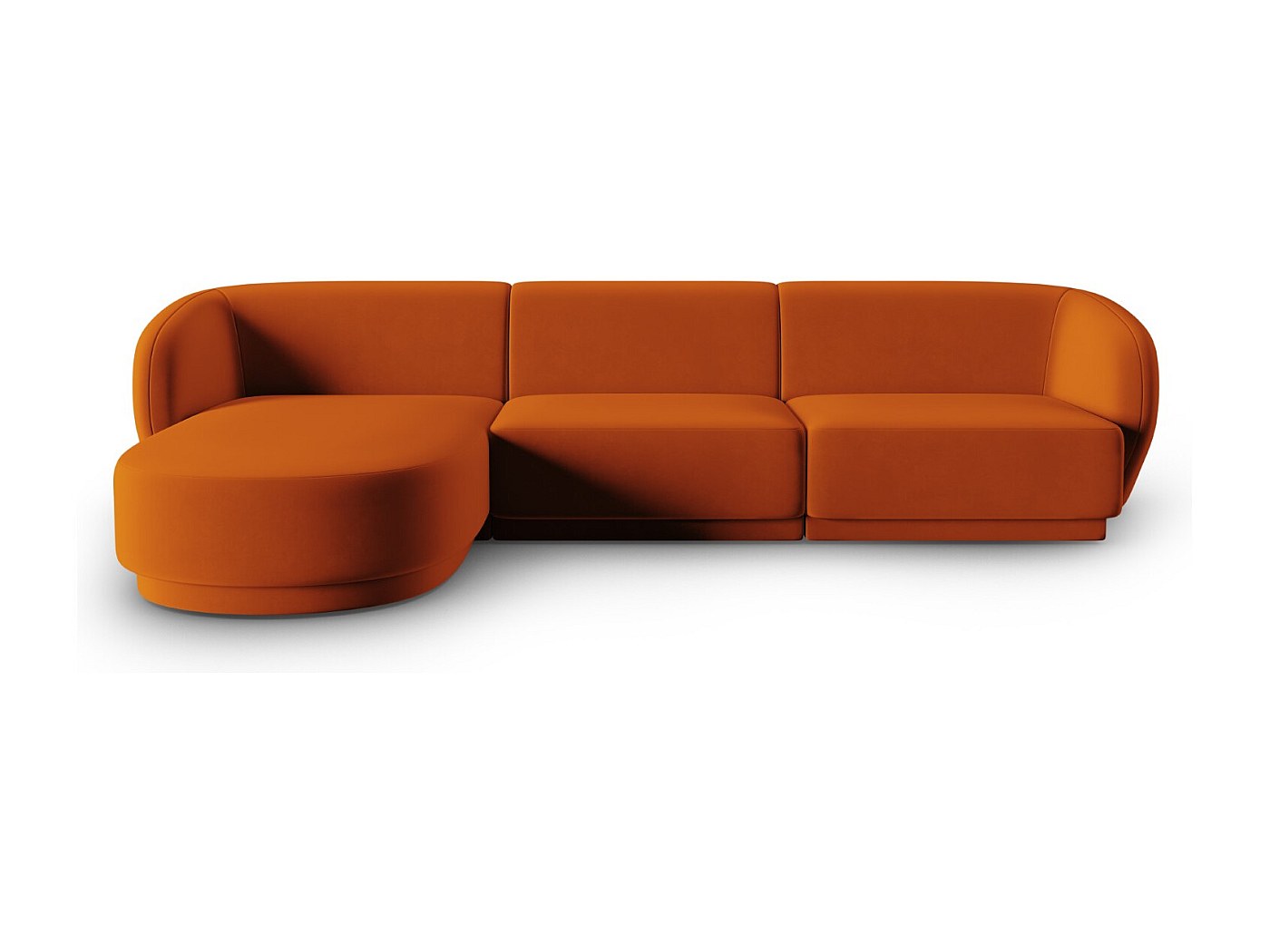 Modulaire hoekbank links "Lionel" 4 zitplaatsen, Flueel, Terracotta ...