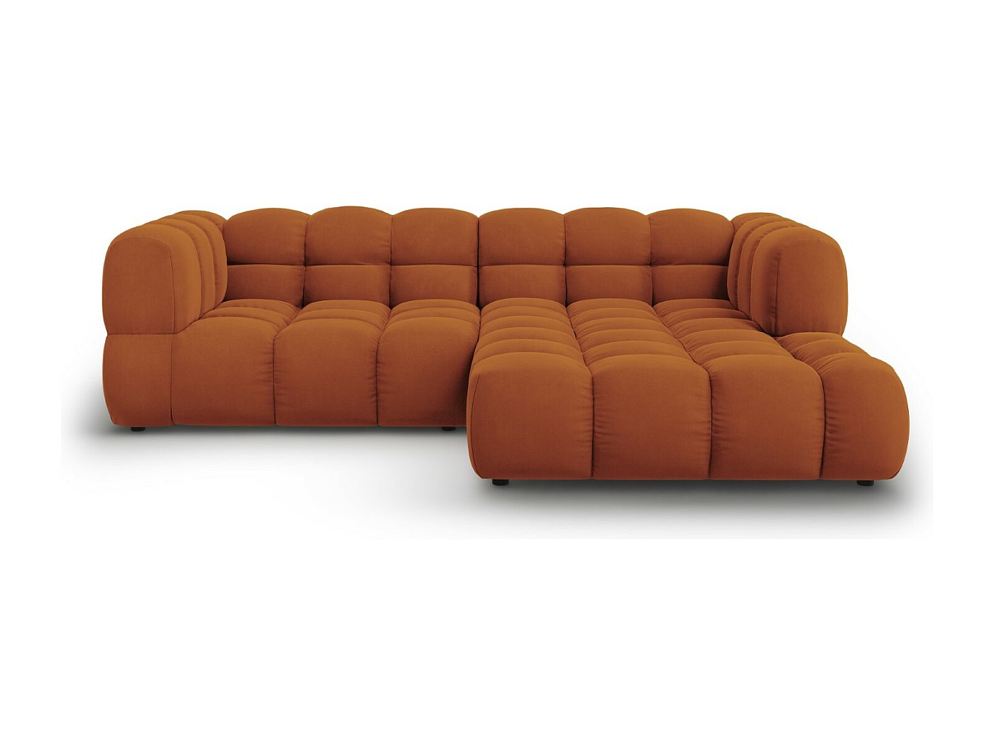 Canapé d'angle droit modulable "Sky" 3 places en velours terracotta ...