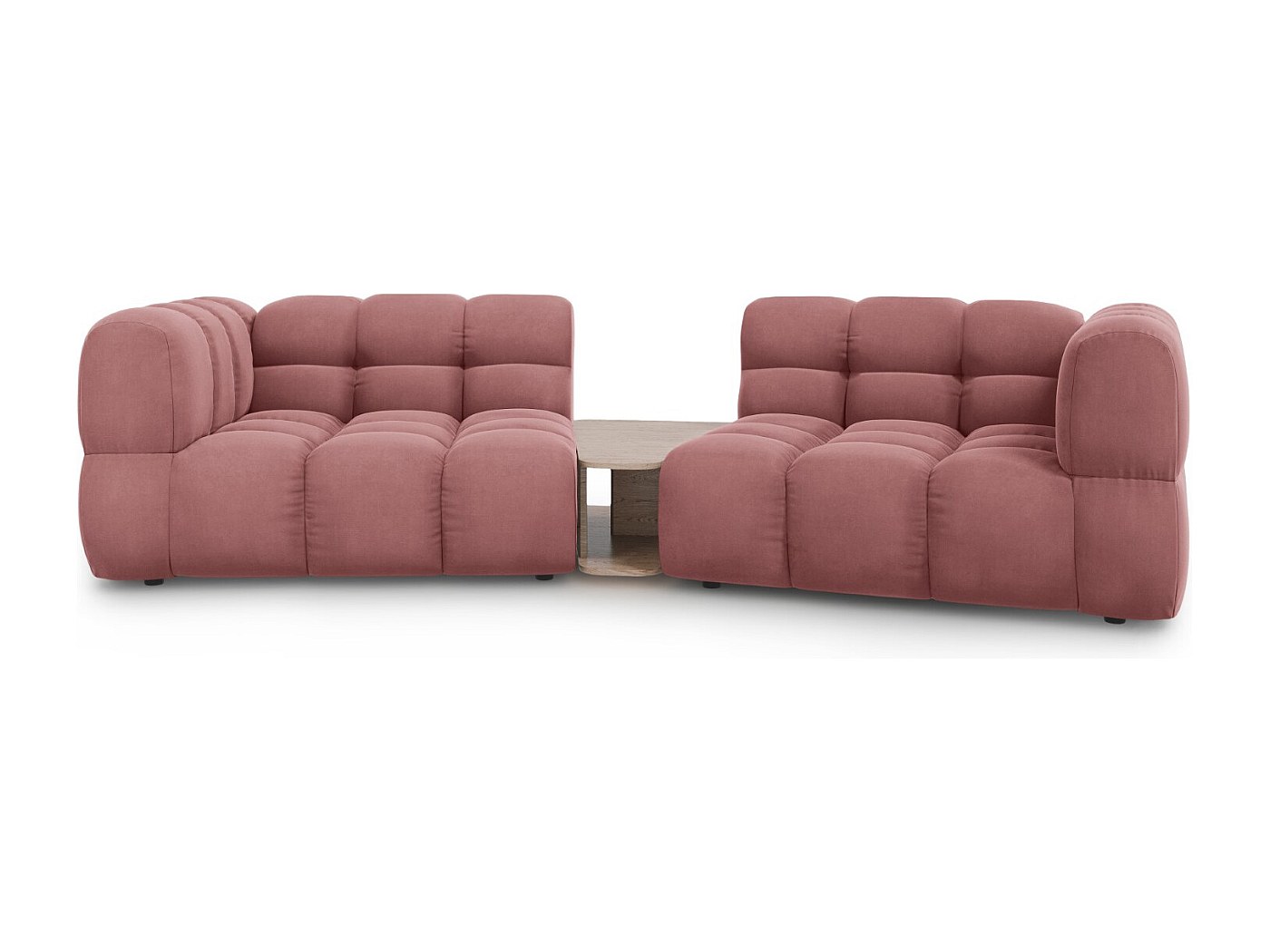 Canapé modulable "Sky" 2 places en velours saumon - 280x148x75cm