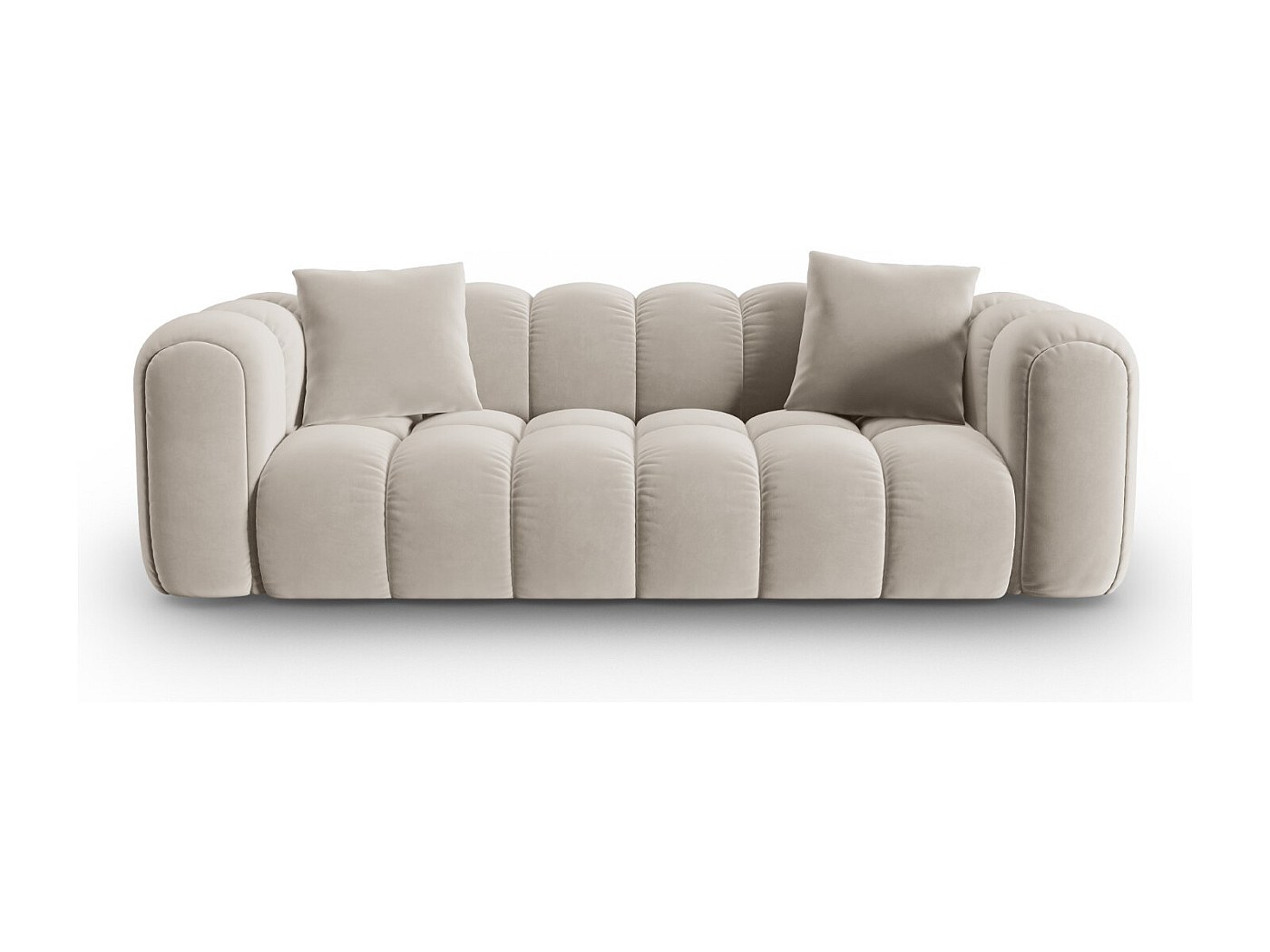 Divano "Clotilde" 3 posti in velluto ecru - 242x94x70cm