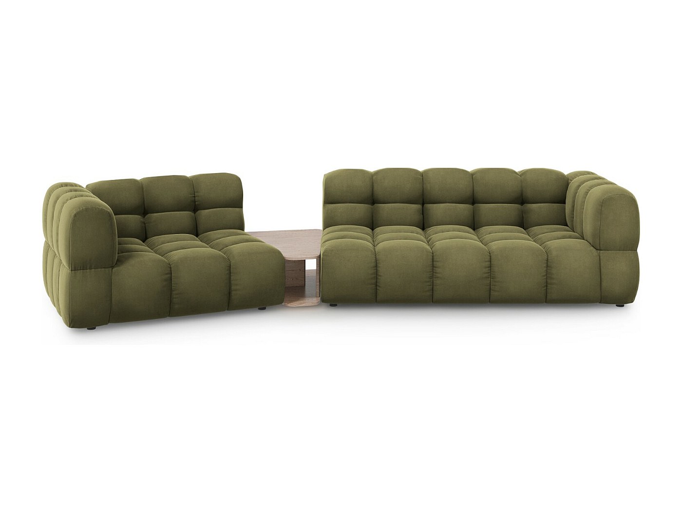 Linker modulaire bank "Sky" 3 zitplaatsen, Flueel, Lichtgroen ...