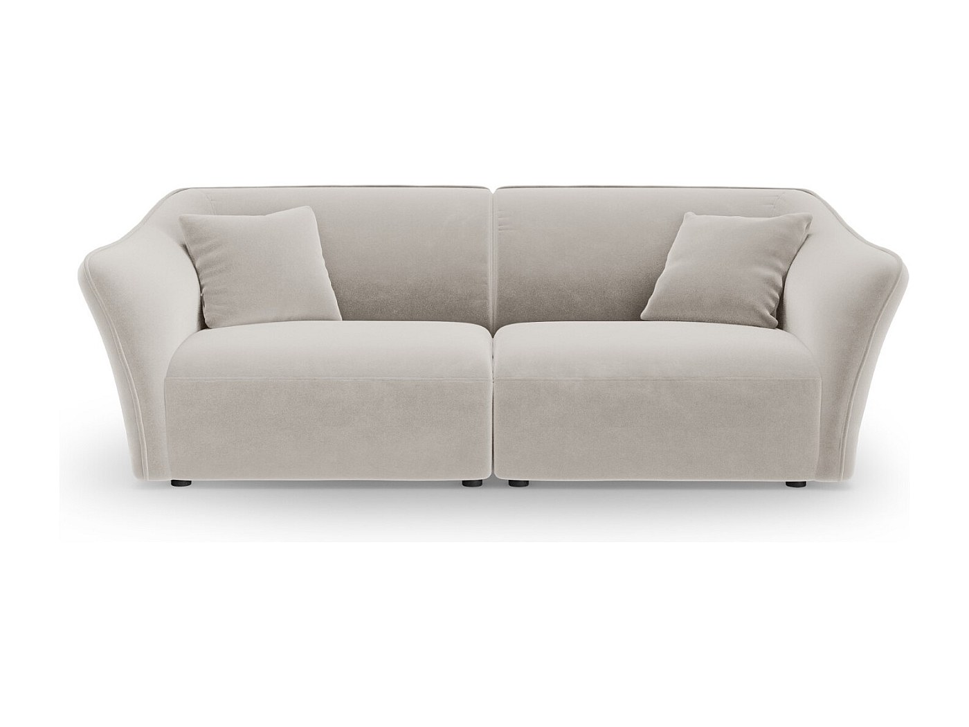 Divano modulare "Tokyo" 3 posti in velluto beige chiaro - 206x102x79cm