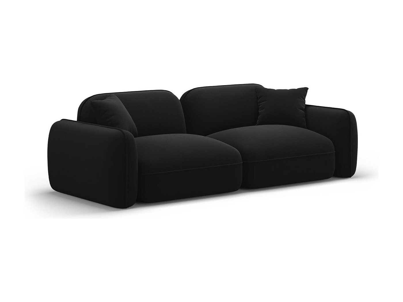 Canapé modulable "Lucien" 3 places en velours noir - 230x90x70cm