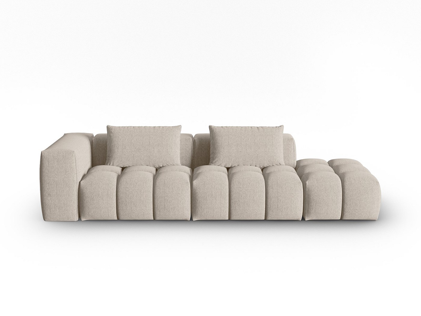 Canapé modulable droit "Lorella" 3 places en tissu structurel le sable ...