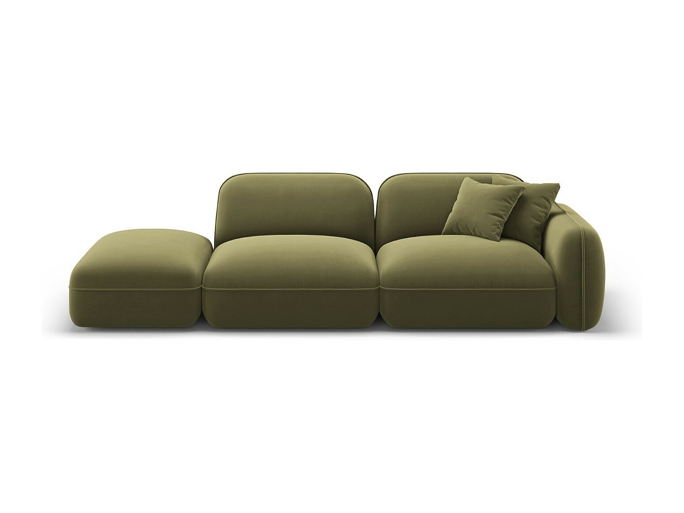 Canapé modulable gauche "Lucien" 3 places en velours vert clair ...