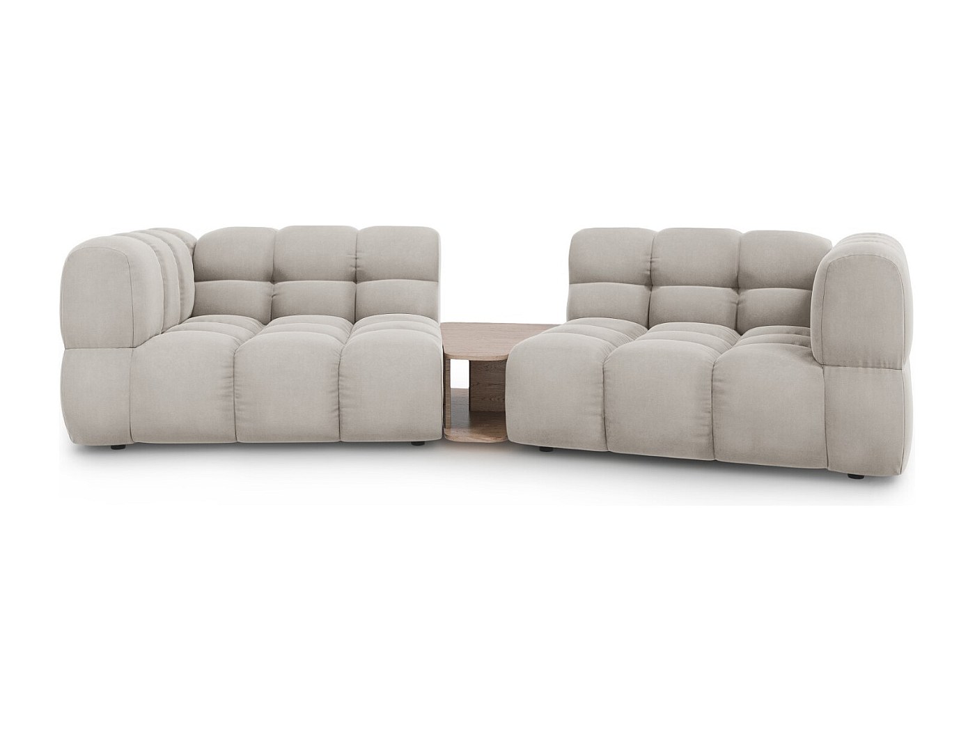 Divano modulare "Sky" 2 posti in velluto beige chiaro - 280x148x75cm