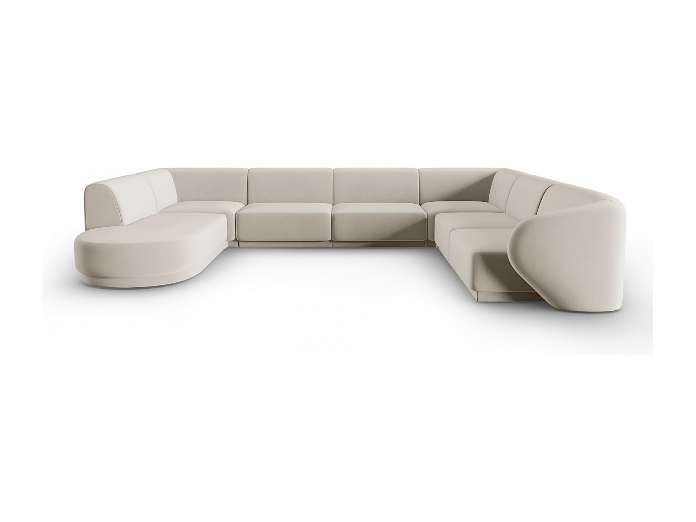 Divano modulare panoramico destro "Lionel" 8 posti in velluto beige ...