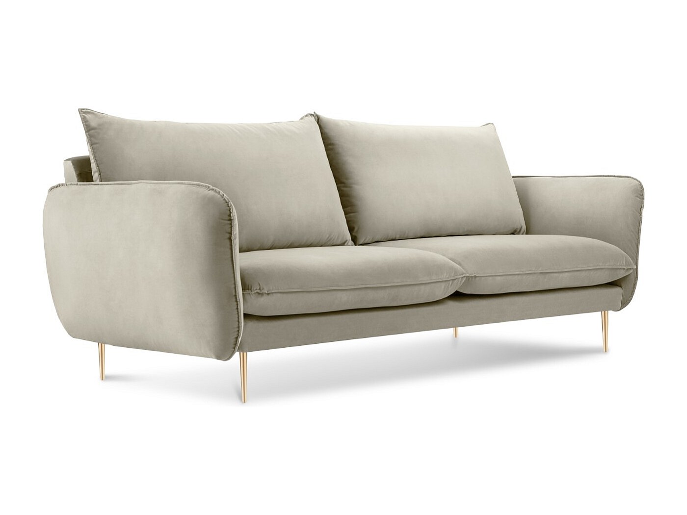 Cosmopolitan Design - Sofa, "Vienna" 2 miejsca welur, beż - 160x92x95cm