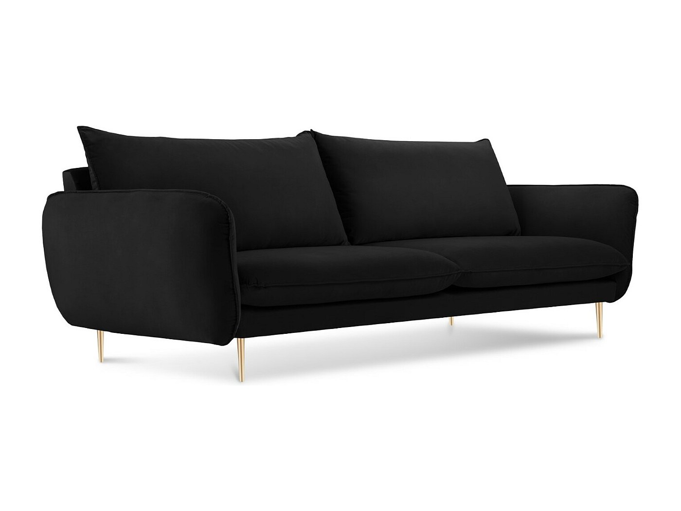 Divano "Vienna" 4 posti in velluto nero - 230x92x95cm