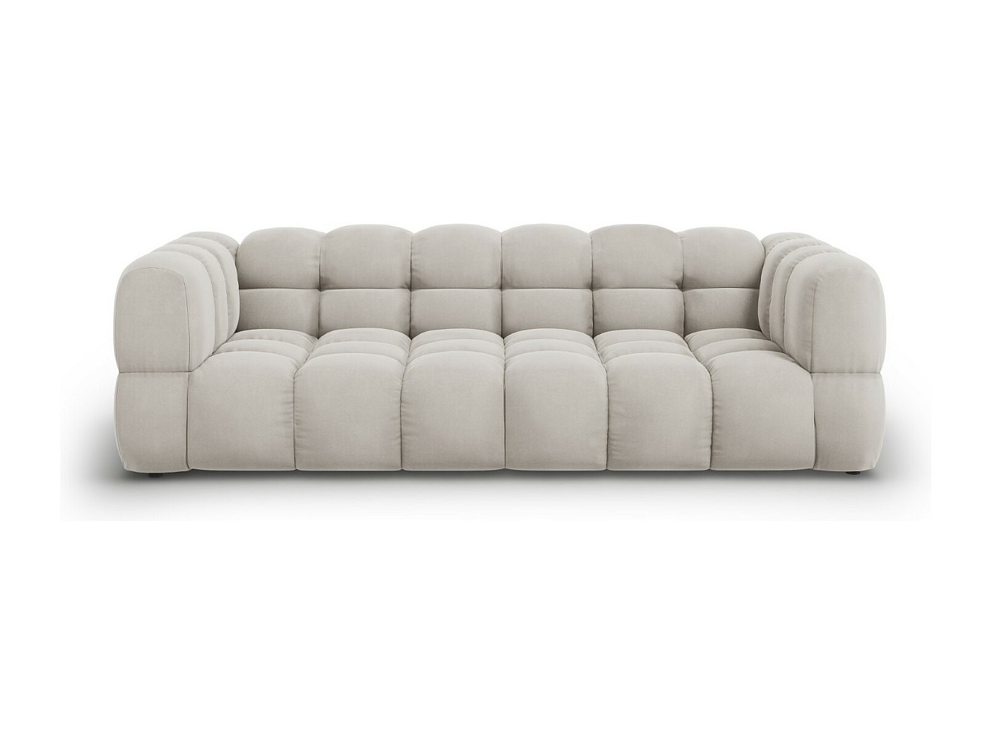 Canapé modulable "Sky" 4 places en velours beige clair - 244x102x75cm