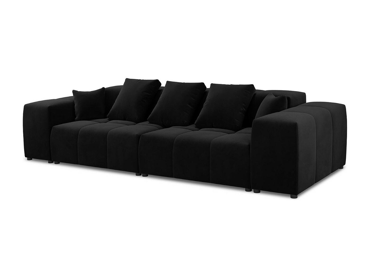Divano modulare "Rome" 3 posti in velluto nero - 320x120x75cm