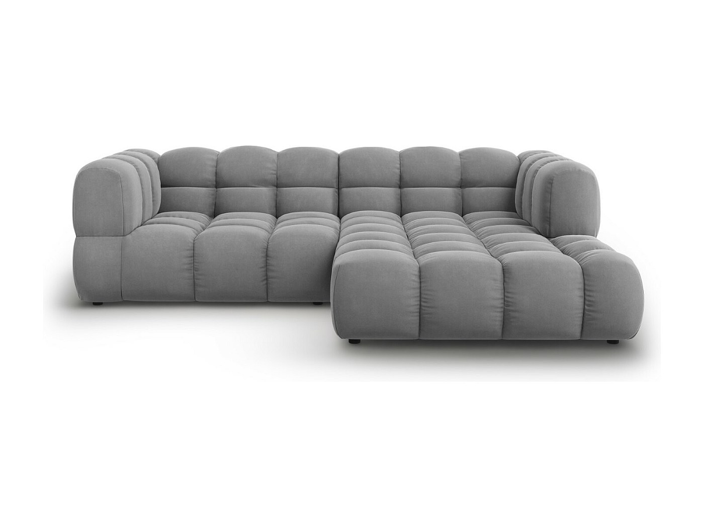 Cosmopolitan Design - Narożnik prawy panoramiczny, "Sky" 3 miejsca welur, szary jasny - 244x162x75cm