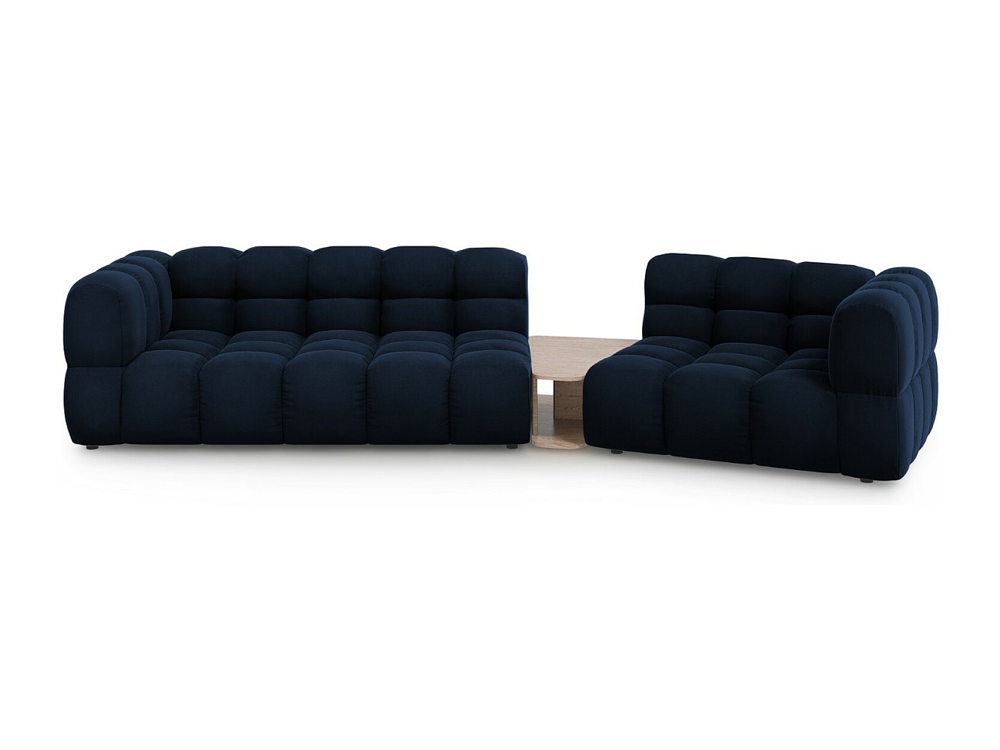 Canapé modulable droit "Sky" 3 places en velours bleu roi - 353x148x75cm