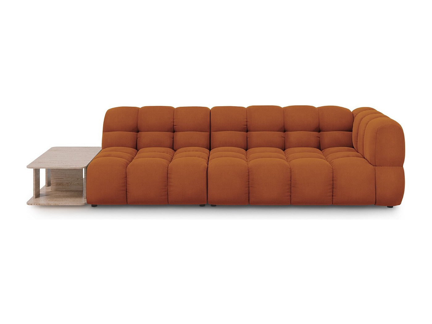 Canapé modulable gauche "Sky" 4 places en velours terracotta - 297x102x75cm