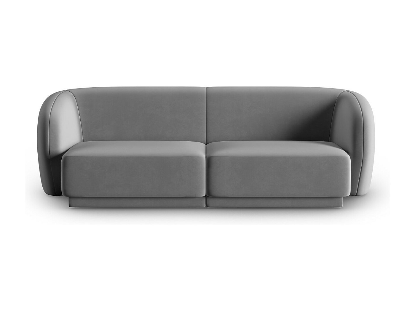 Divano modulare "Lionel" 2 posti in velluto grigio - 188x93x74cm