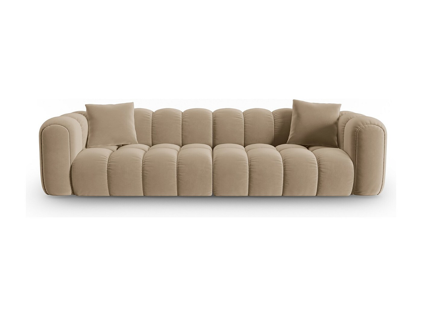 Canapé modulable "Clotilde" 4 places en velours le sable - 298x94x70cm