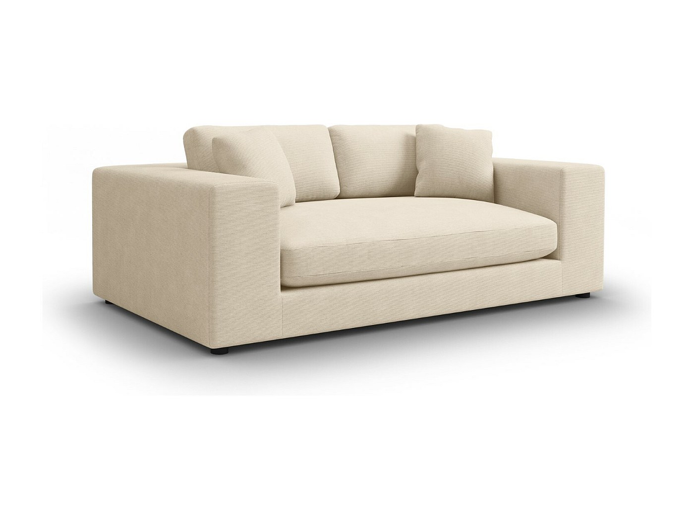 Canapé "Tendance" 3 places en velours côtelé beige clair - 220x122x72cm