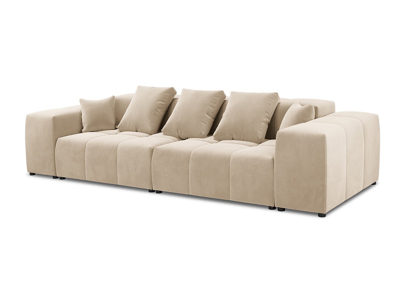 Modulaire bank "Rome" 3 zitplaatsen, Flueel, Beige - 320x120x75cm