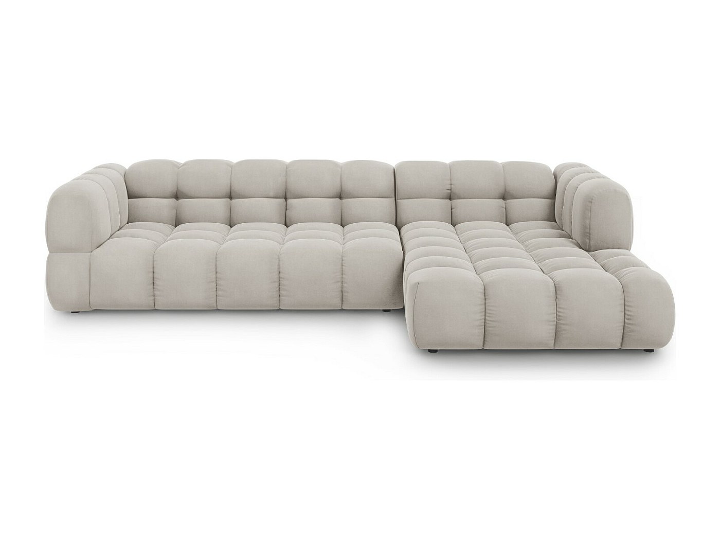 Cosmopolitan Design - Narożnik prawy panoramiczny, "Sky" 4 miejsca welur, beż jasny - 300x162x75cm