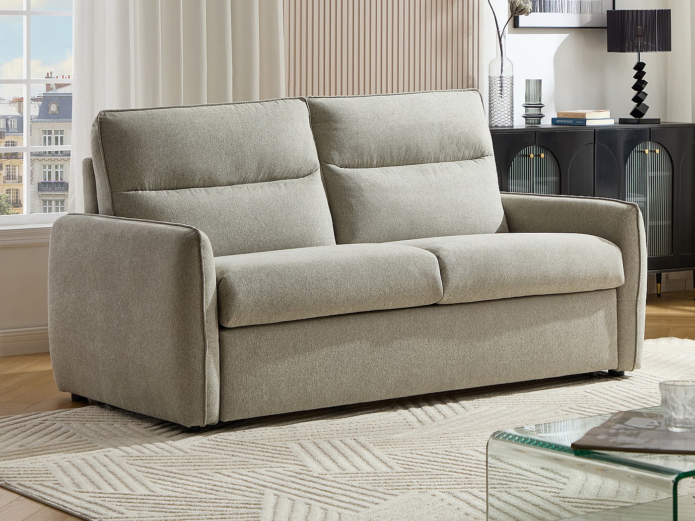3-Sitzer Schlafsofa Express mit grauem Stoff ORELIS