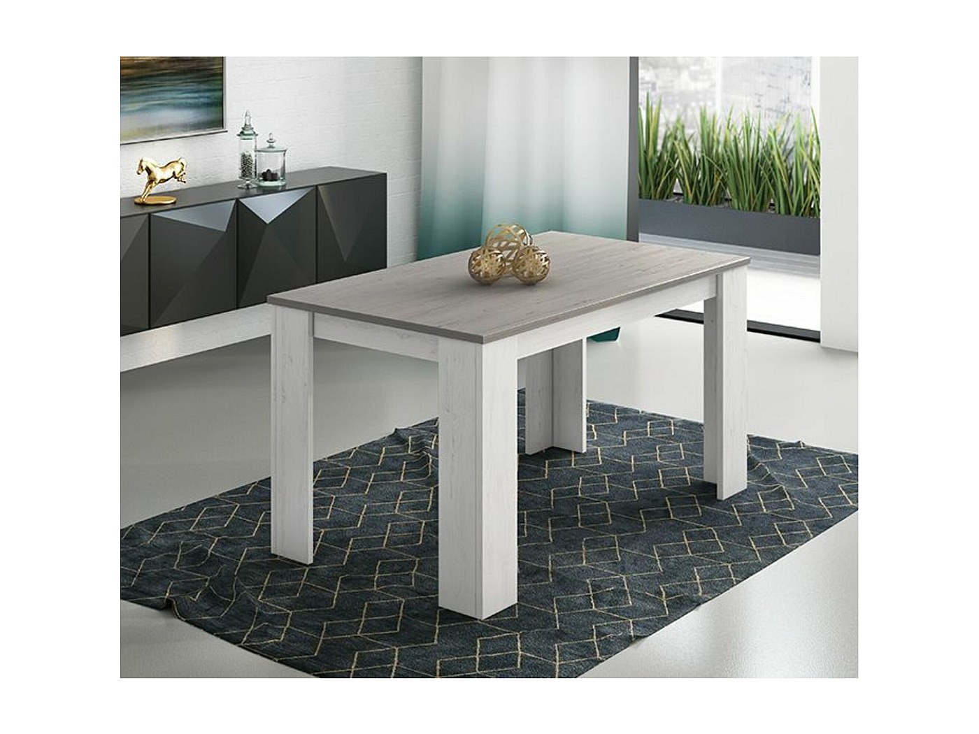Mesa de Comedor, Mesa de Salón Fija, Robusta y Funcional, Color ...