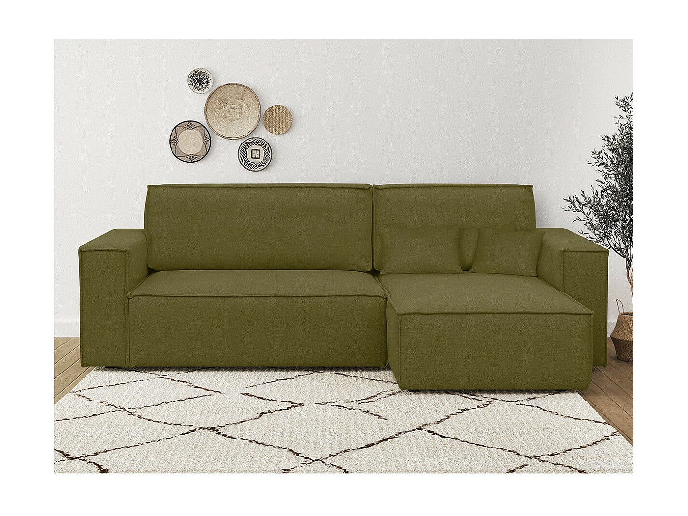 Canapé d'angle convertible réversible 4 places avec coffre de rangement ...