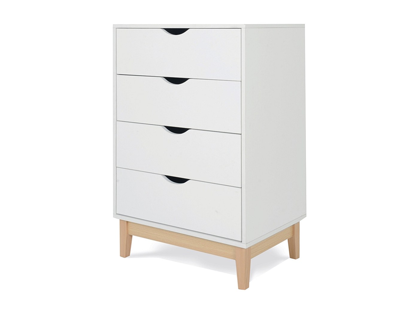 Commode meuble de rangement coloris blanc-naturel - longueur 60 x ...