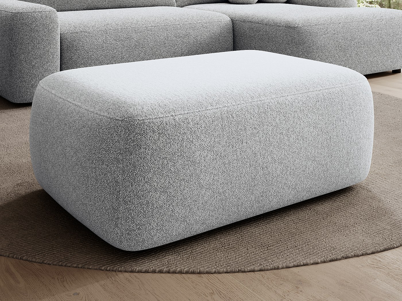 Pouf en tissu texturé couleur gris clair style design DAVISO