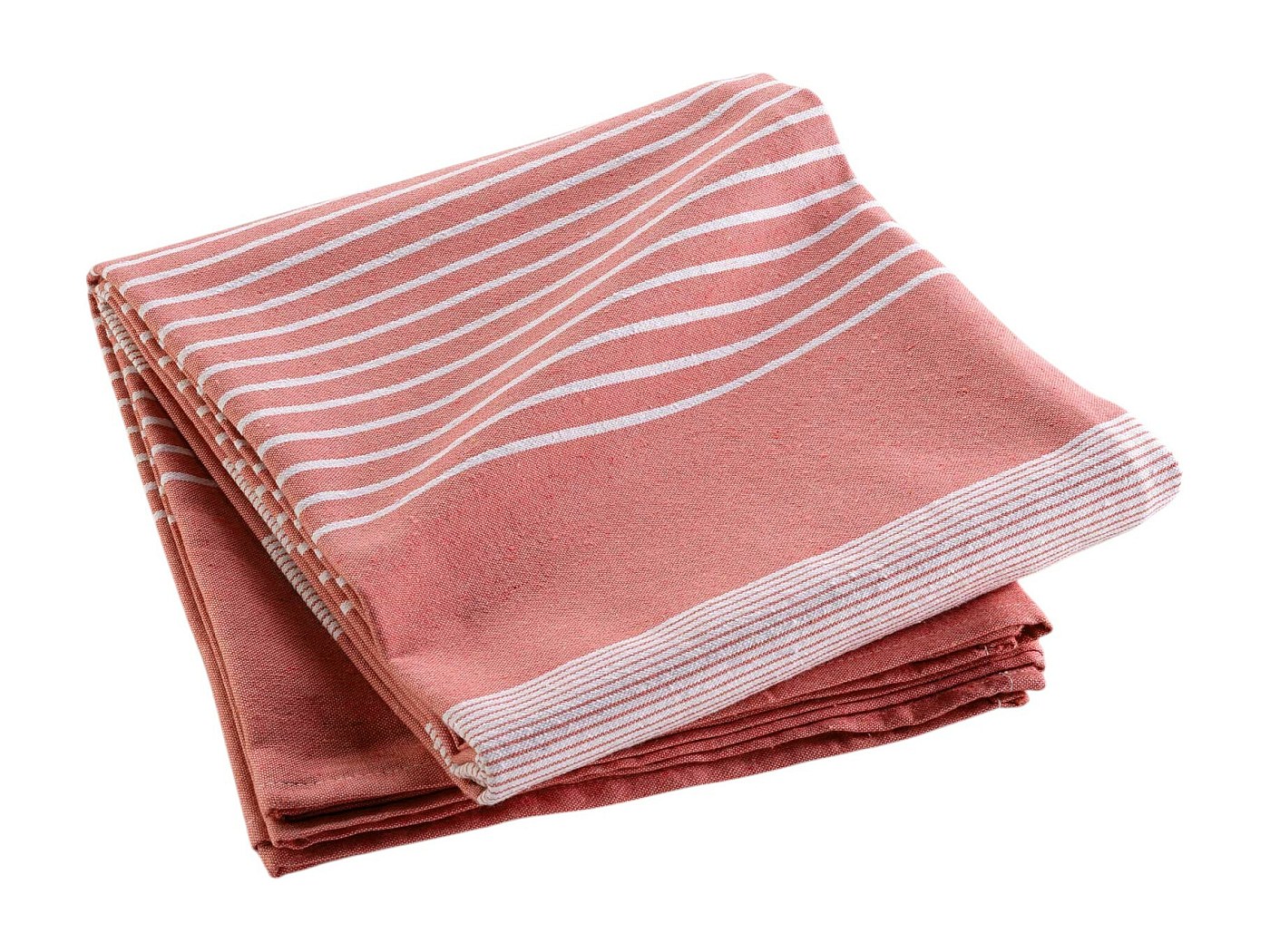 Couvre lit raye et tisse 220 x 240 cm Adelle rose