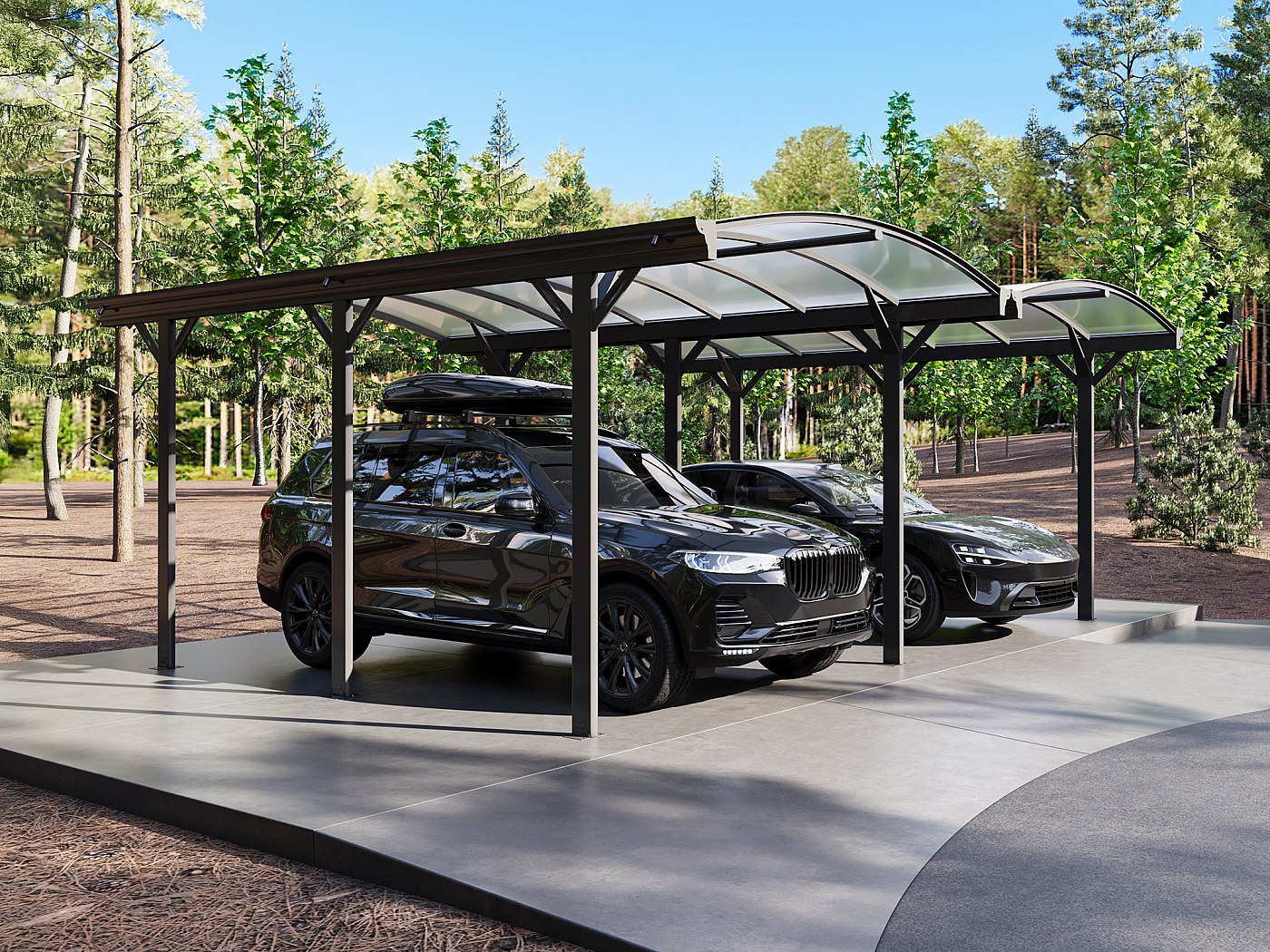 Zelfdragende dubbele carport pergola van aluminium - 2 auto’s - 30 m² ...