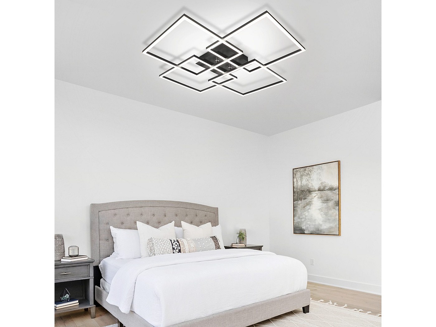 NETTLIFE LED Plafondlamp 72CM Zwart Dimbaar met Afstandsbediening 48W ...