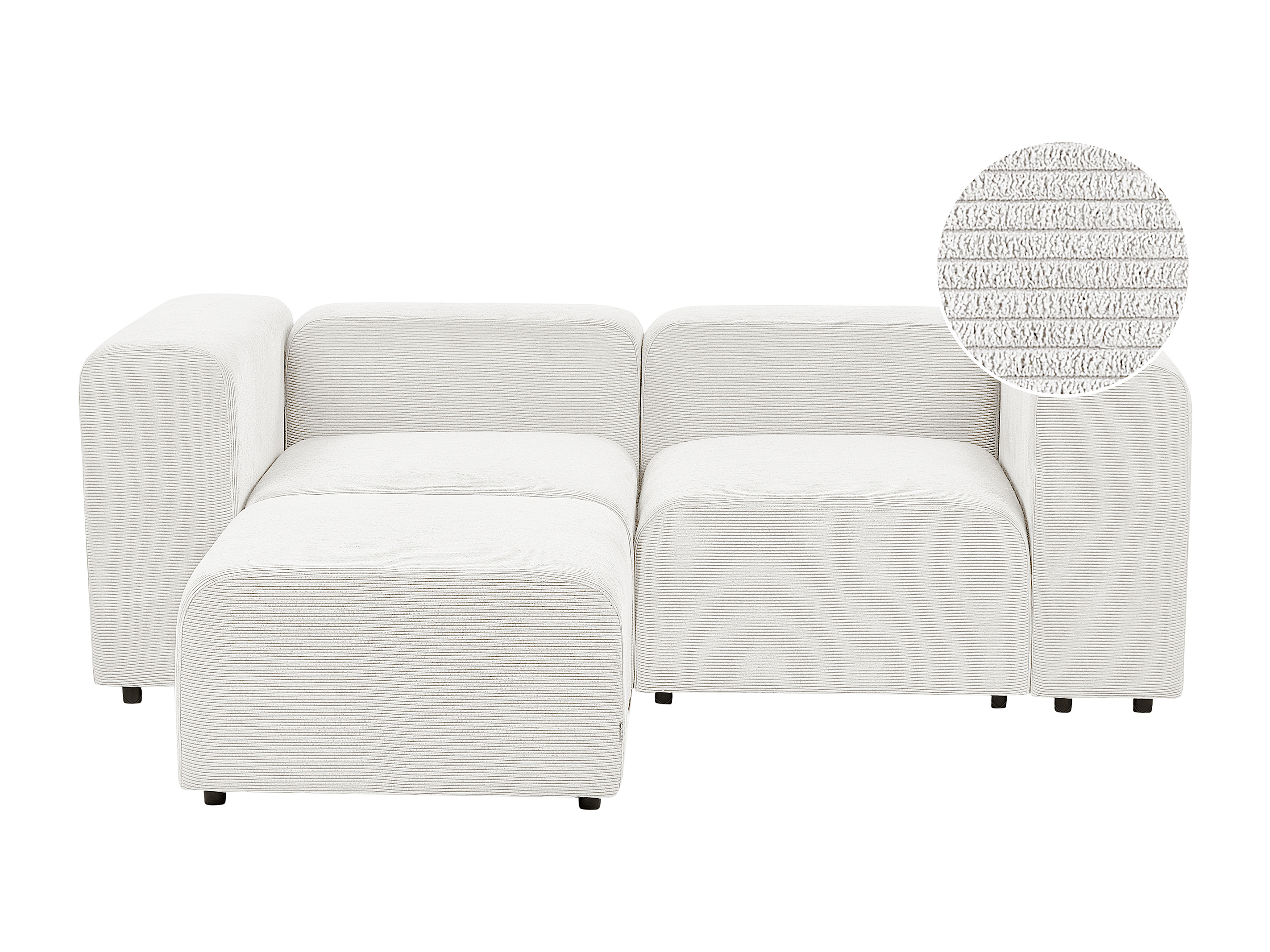 Modulaire tweezitsbank met ottomaan corduroy wit FALSTERBO