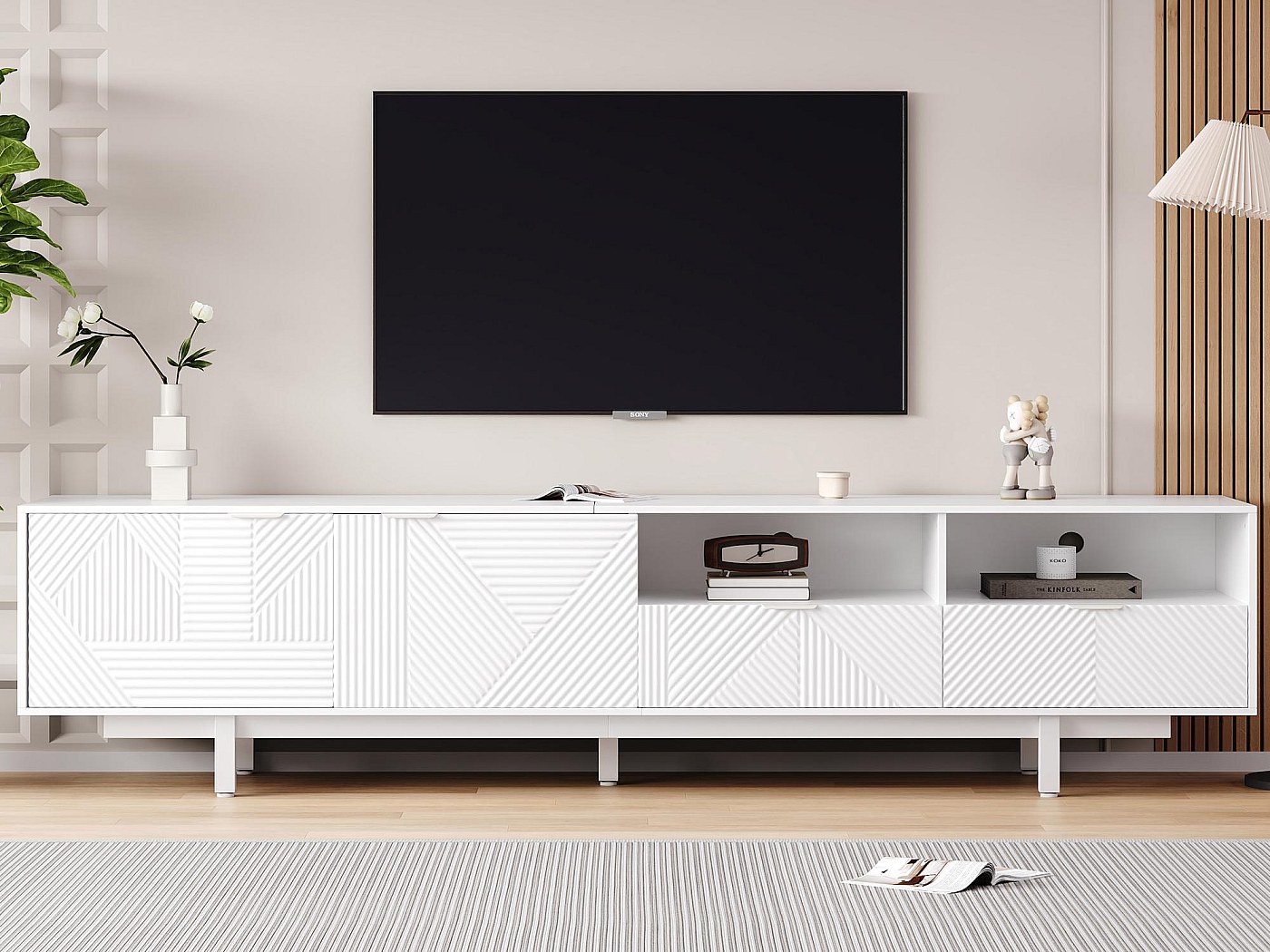 Móvel TV 200 cm - com 3 compartimentos e 2 gavetas - capacidade máxima ...