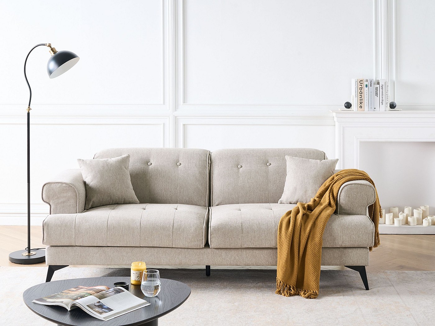 Canapé 3 places en tissu taupe SKIVE
