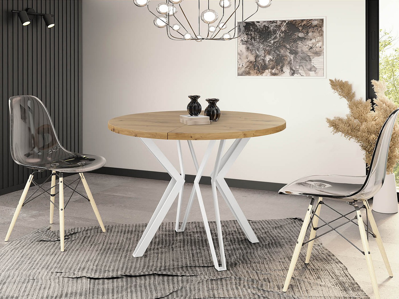 Table Ronde Salle à Manger - 100/176 Cm De Diamètre - Table à Rallonges ...