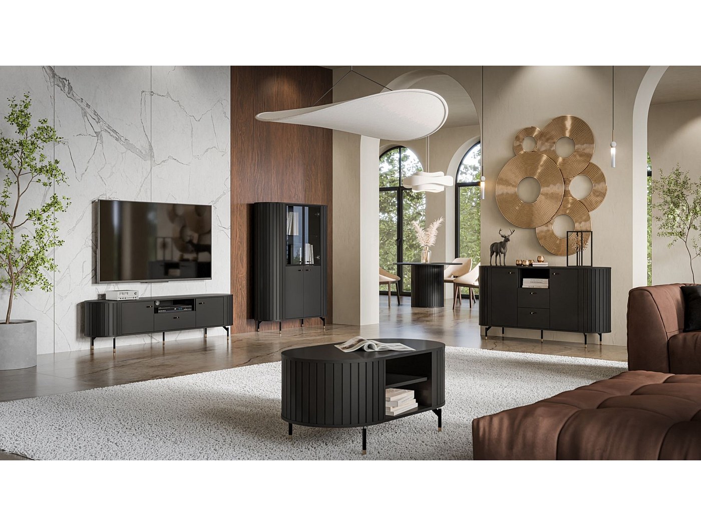 Table basse rectangulaire - 104x56 cm - noir avec étagère - ZANTE