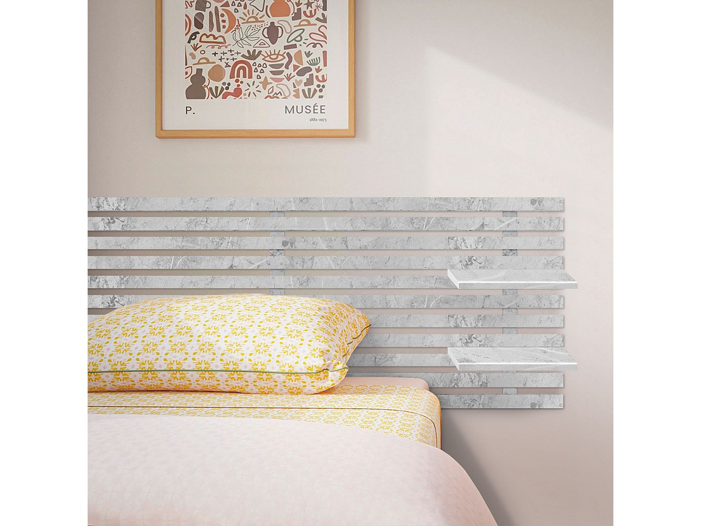 DHOME Kopfteil mit Regalen aus recyceltem Holz, DM-Wandbehang ...