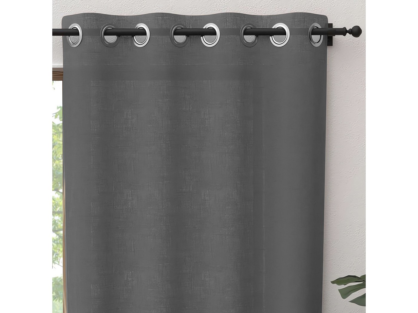 Rideau à oeillets pur coton 135x300 cm PANAMA gris, par Soleil d'Ocre