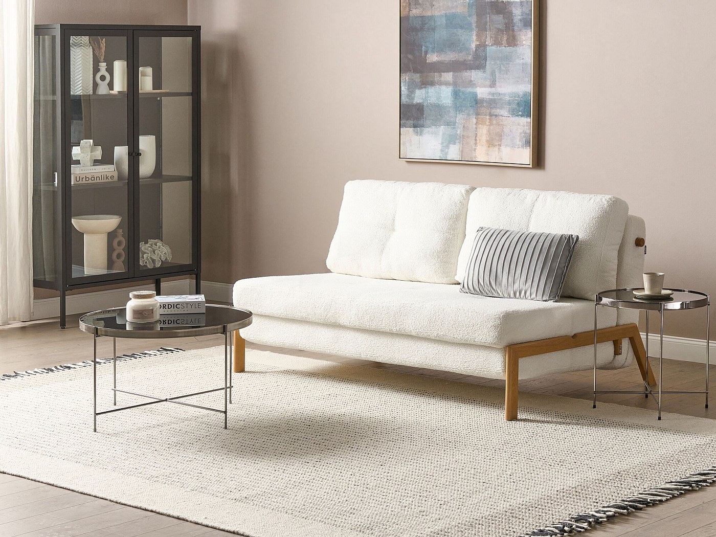 Divano letto EDLAND Bouclé Bianco sporco 2 posti