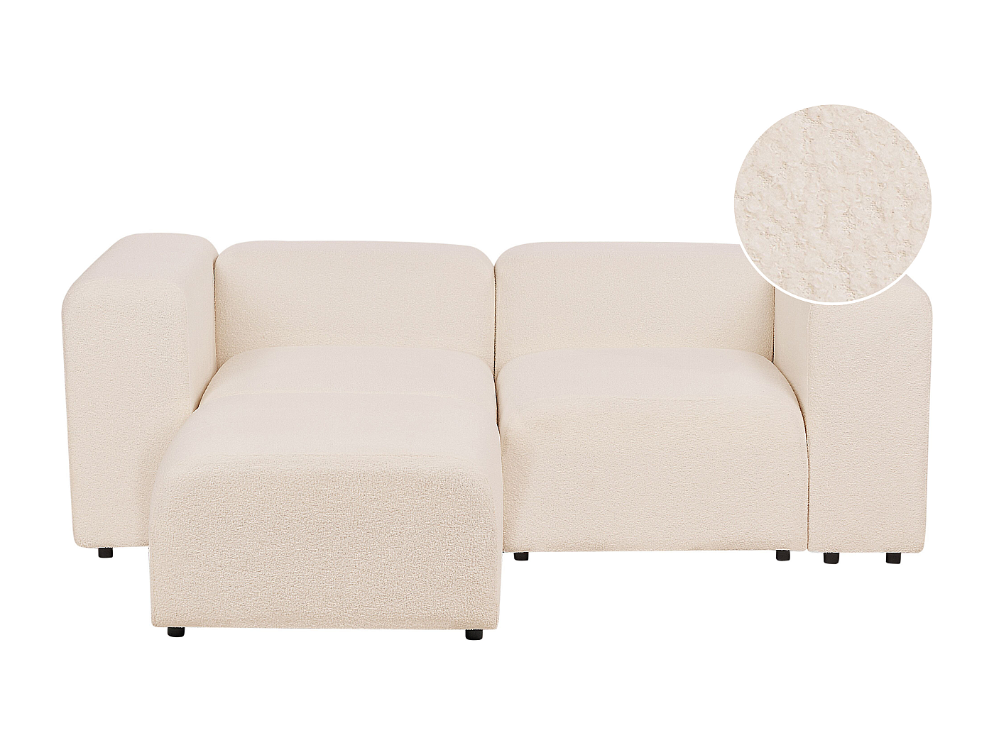 Divano modulare bouclé beige 2 posti con pouf FALSTERBO