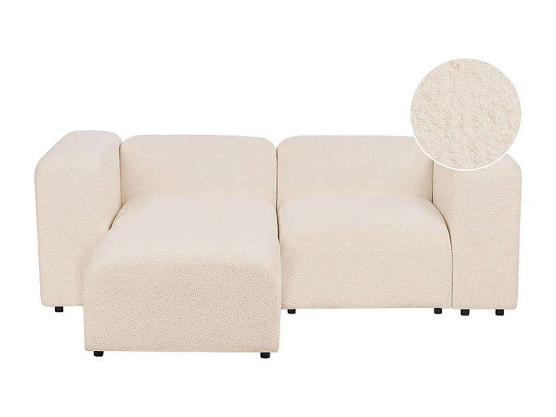 Modulsofa Bouclé beige 2-Sitzer Sofa mit breiten Armlehnen Ottomane ...