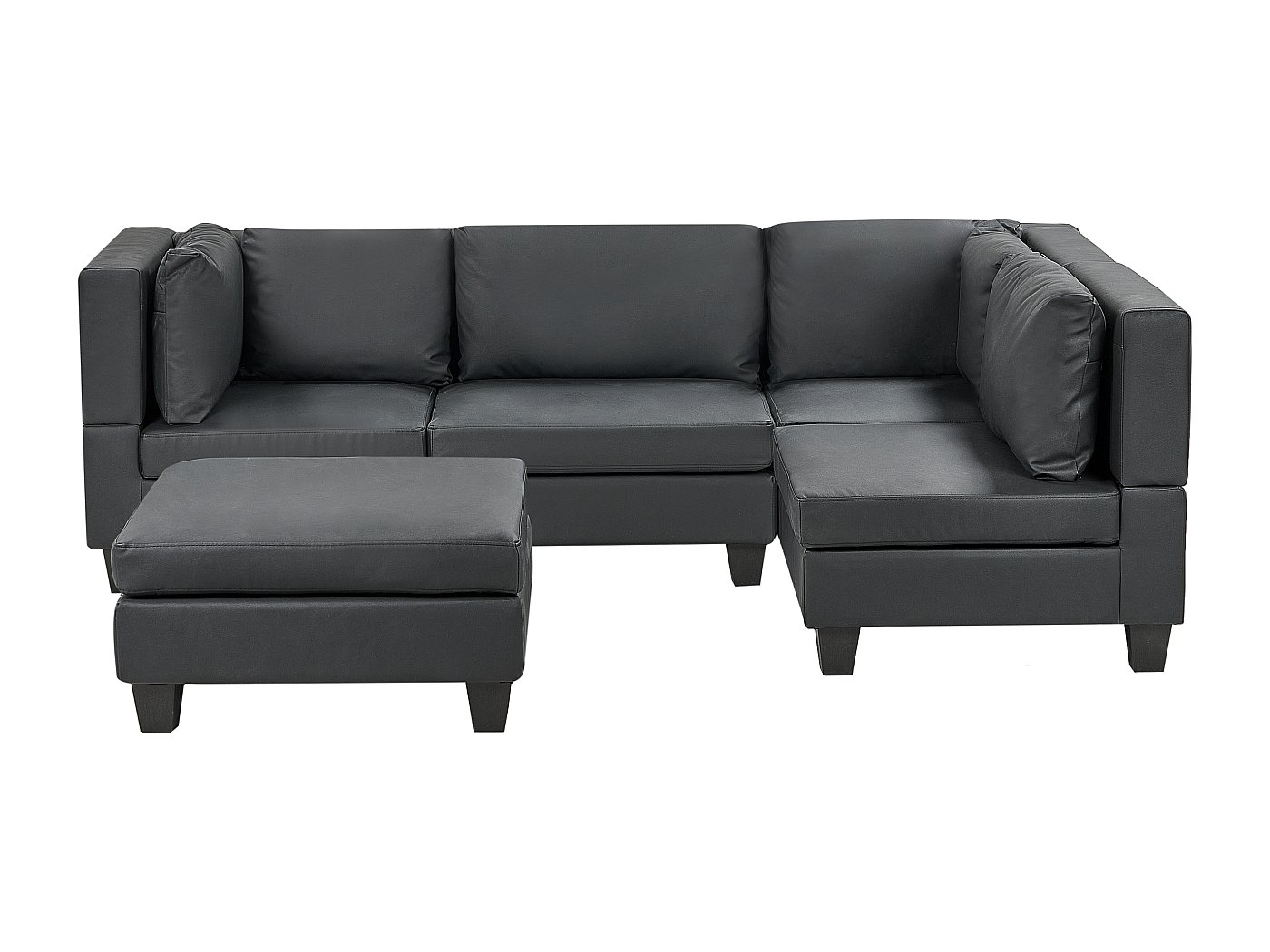 Ecksofa mit Ottomane UNSTAD Schwarz Linksseitig