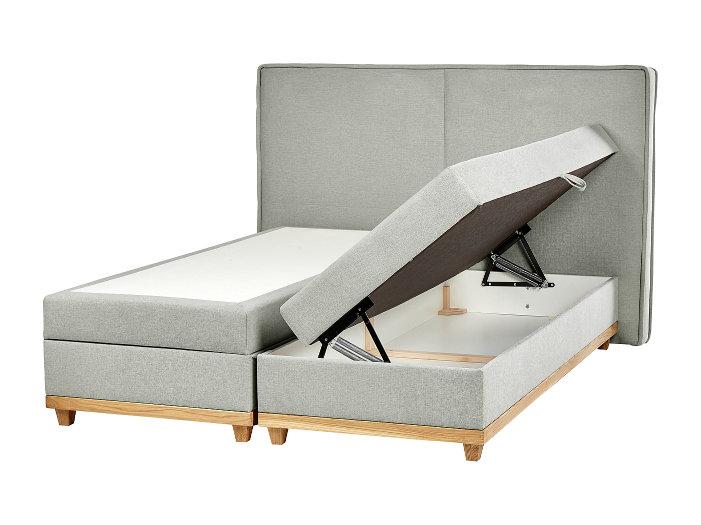 Lit boxspring en tissu 160 x 200 cm gris clair DYNASTY